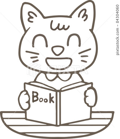 Line drawing_cute animal illustration / cat... - Stock Illustration ...