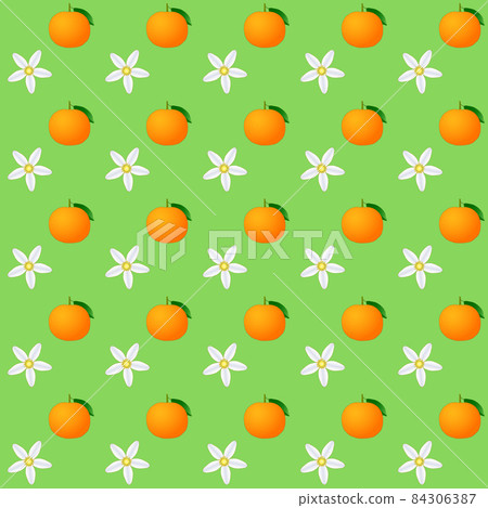 Seamless pattern of ponkan and white flowers... - Stock Illustration ...