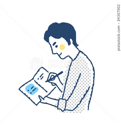 A man taking notes in a notebook - Stock Illustration [84307002] - PIXTA