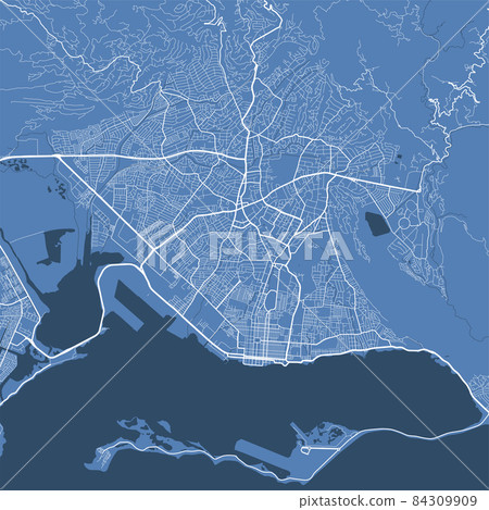 Detailed vector map poster of Kingston city,... - Stock Illustration ...