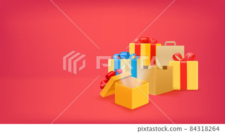 Gift boxes set. Vector banner with copy space - Stock Illustration ...