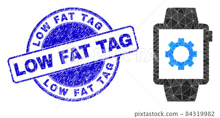 Grunge Low Fat Tag Round Stamp and Watches... - Stock Illustration ...