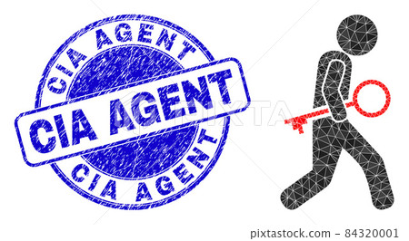 Textured CIA Agent Round Stamp and Key Thief... - Stock Illustration ...
