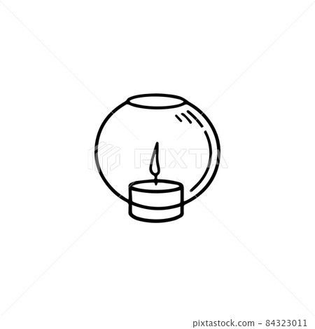 Burning candle in candlestick.Hand-drawn vector...-插圖素材 [84323011 ...