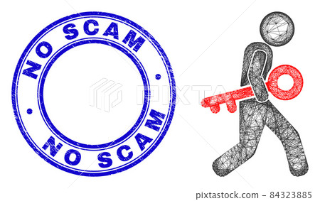 Textured No Scam Stamp and Linear Irregular... - Stock Illustration ...