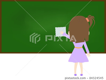 Girl cleaning the blackboard - Stock Illustration [84324545] - PIXTA