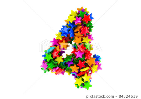 Number 4 from colored stars, 3D rendering - Stock Illustration ...