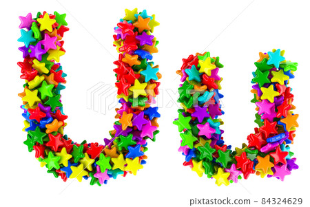 Letter U from colored stars, uppercase and... - Stock Illustration ...