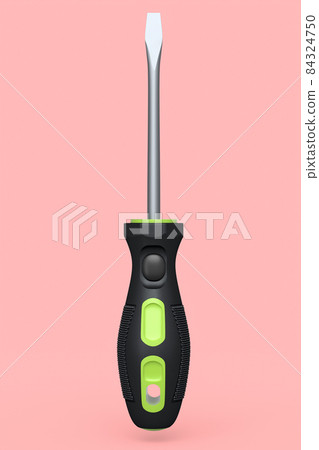 Black and green screwdriver isolated on pink... - Stock Illustration ...