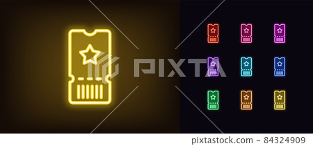 Outline neon ticket icon. Glowing neon ticket... - Stock Illustration ...