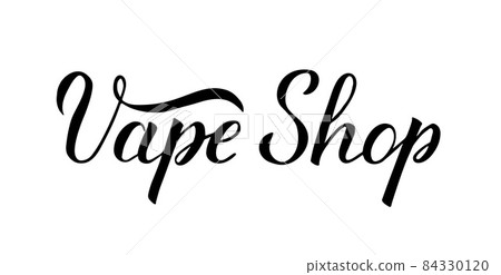 Hand written calligraphy lettering Vape Shop... - Stock Illustration ...