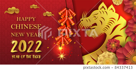 Happy Chinese new year 2022, Year of the tiger... - Stock Illustration ...