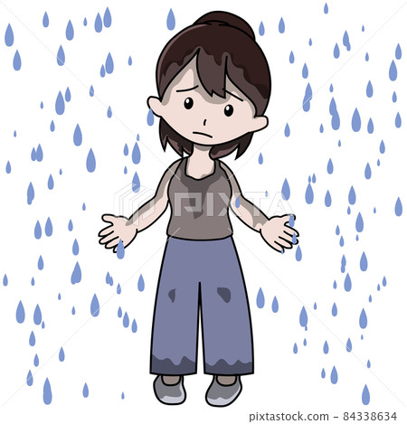 Illustration of a female person getting wet in... - Stock Illustration ...