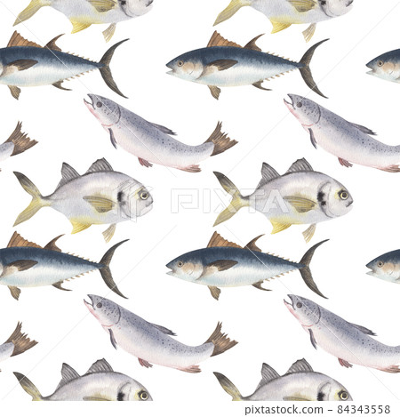 Seafish pattern seamless Watercolor - Stock Illustration [84343558] - PIXTA