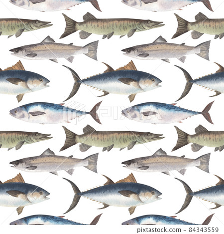 Seafish pattern seamless Watercolor - Stock Illustration [84343559] - PIXTA