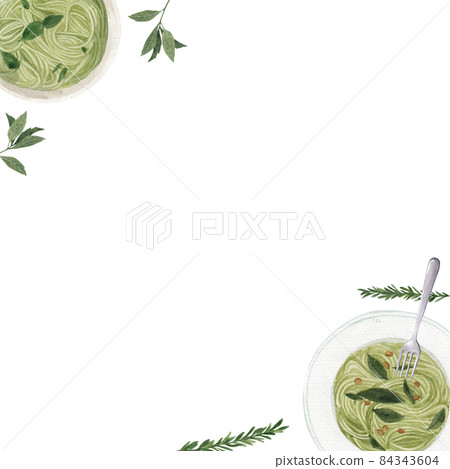 Pasta and Spaghetti frame Watercolor - Stock Illustration [84343604 ...