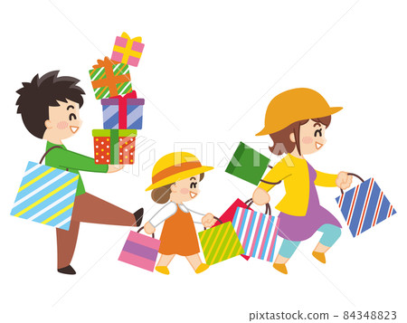 Family enjoying shopping - Stock Illustration [84348823] - PIXTA