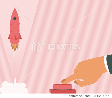 Man Hand Pressing Button To Launch Rocket To... - Stock Illustration ...