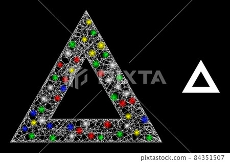 Glowing Irregular Network Empty Triangle Icon - Stock Illustration ...