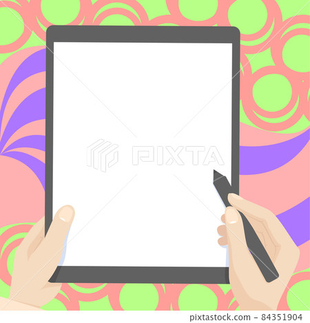Drawing Of Both Hands Holding Tablet Lightly... - Stock Illustration ...