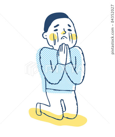 A man begging while crying - Stock Illustration [84352027] - PIXTA