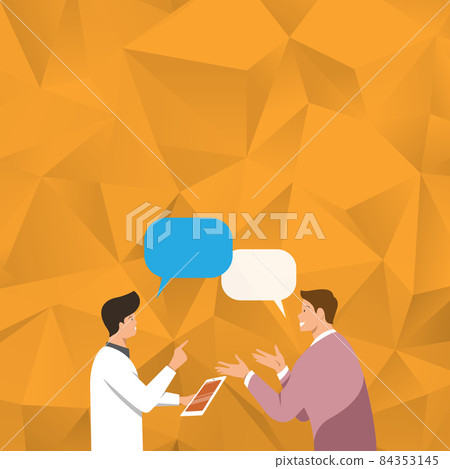 Two Men Colleagues Standing Sharing Thoughts... - Stock Illustration ...