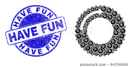 Rubber Have Fun Stamp Seal And Tire Rotaion... - Stock Illustration ...
