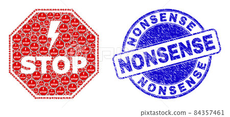 Distress Nonsense Stamp and Electricity Stop... - Stock Illustration ...