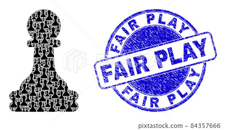 Textured Fair Play Stamp Seal And Chess Pawn... - Stock Illustration ...