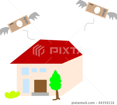 Image of money leaving the house - Stock Illustration [84359118] - PIXTA
