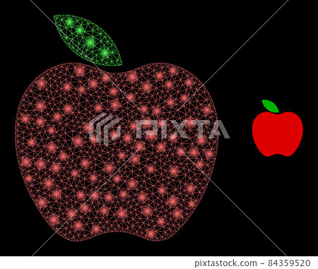 Vector Mesh Web Apple with Bright Constellation... - Stock Illustration ...