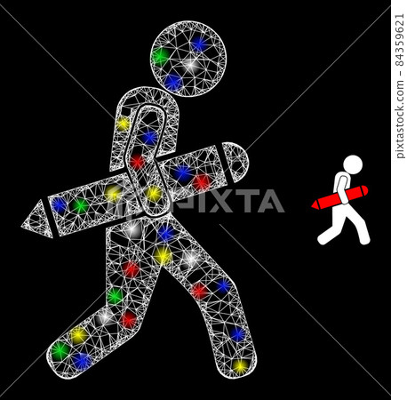 Bright Irregular Network Pencil Robber Icon - Stock Illustration ...