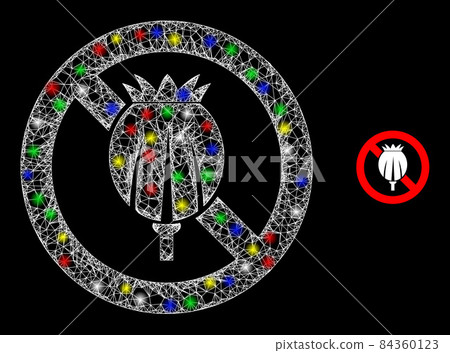 Bright Intersected Net Stop Opium Poppy Icon - Stock Illustration ...