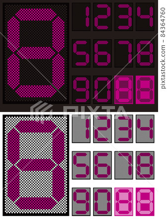 Purple digital numbers drawn with dots / 7-segment - Stock Illustration ...