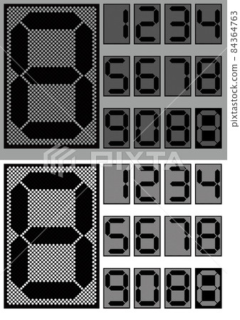 Black digital numbers drawn with dots / 7-segment - Stock Illustration ...