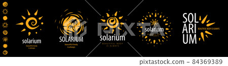 A set of vector logos Solarium on a black... - Stock Illustration ...