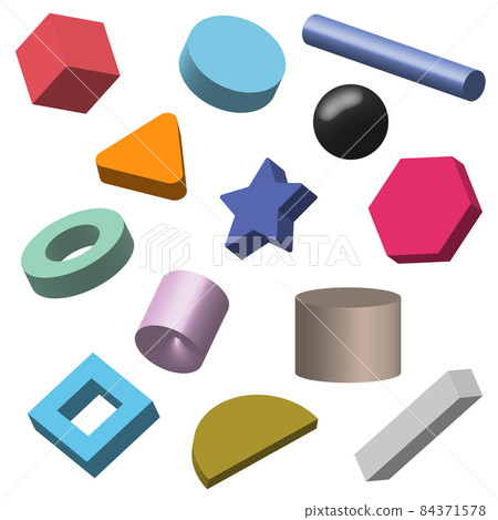 Set of multicolor 3D geometric shapes isolated... - Stock Illustration ...