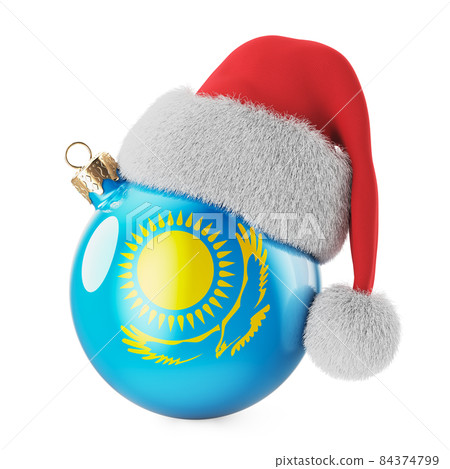 Christmas ball with Kazakh flag and Santa Claus... - Stock Illustration ...