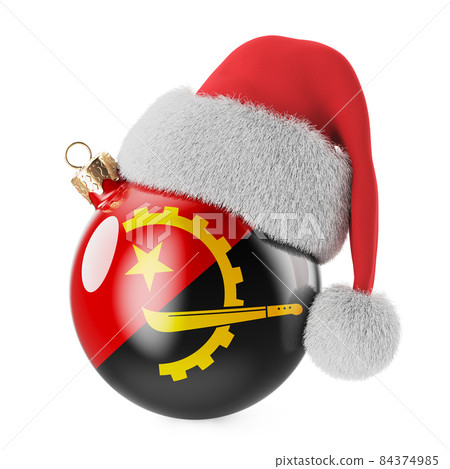 Christmas ball with Angolan flag and Santa... - Stock Illustration ...