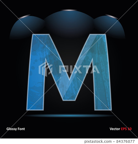 Glossy Grunge Font. Letter M. Dark Vector... - Stock Illustration ...