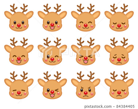 Reindeer face icon illustration 4 - Stock Illustration [84384405] - PIXTA