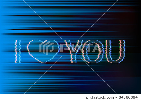 Text I Love You and heart with glitch effect on...-插圖素材 [84386084 ...