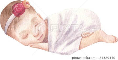 Newborn baby and decor watercolor clipart png - Stock Illustration ...