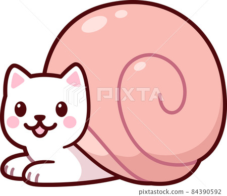 Cute cartoon snail cat drawing - Stock Illustration [84390592] - PIXTA