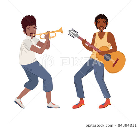 People playing musical instruments set.... - Stock Illustration ...