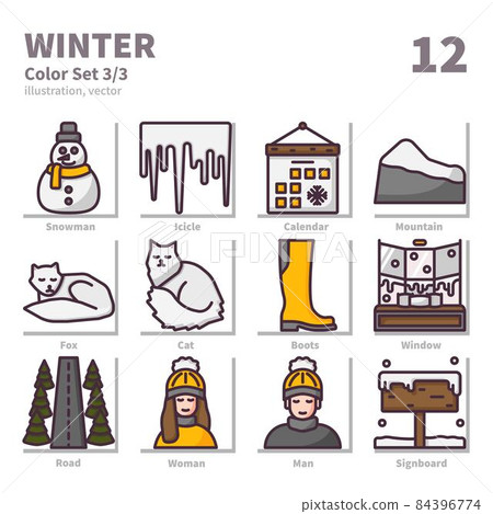 Winter icons set, Color, vector and... - Stock Illustration [84396774 ...
