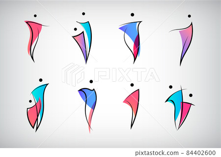 Vector set human body logos, people shapes,... - Stock Illustration ...