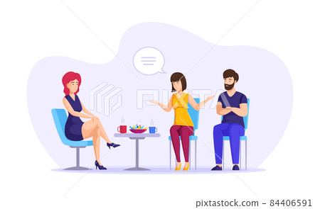 Married couple at psychotherapy consultation... - Stock Illustration ...