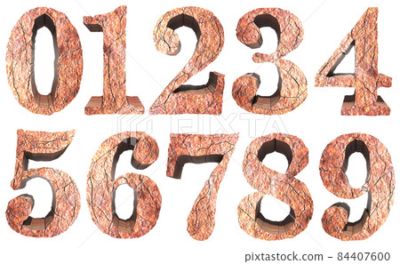 Iron ore stone numerals.Art font. - Stock Illustration [84407600] - PIXTA