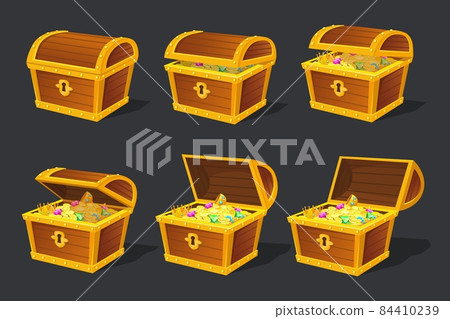 Treasures chest animation. Treasure box...-插圖素材 [84410239] - PIXTA圖庫